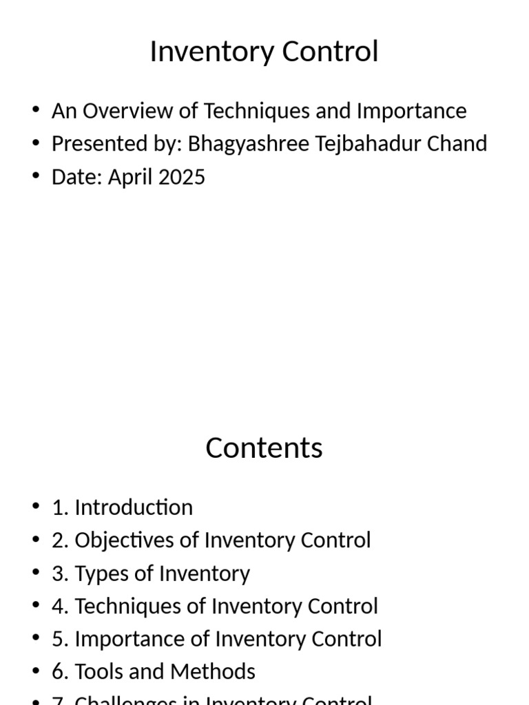 Detailed Inventory Control Presentation | PDF | Inventory | Lean Manufacturing