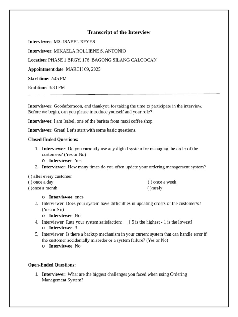 Transcript of The Interview | PDF