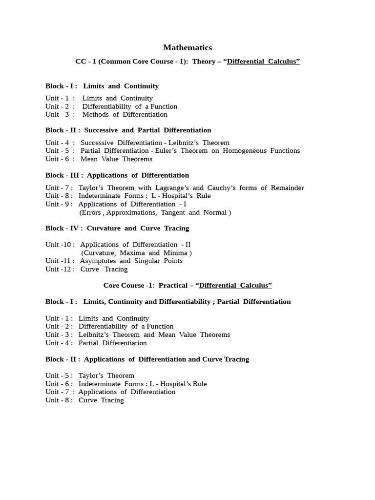 Differential Calculus Course Overview | PDF | Derivative | Differential ...