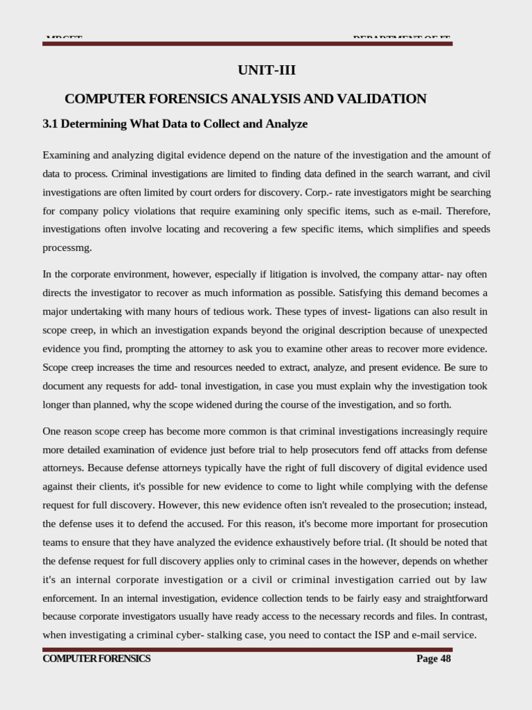 UNIT III-Computer Forensics analysis and Validation | PDF | Computer File | Computer Forensics