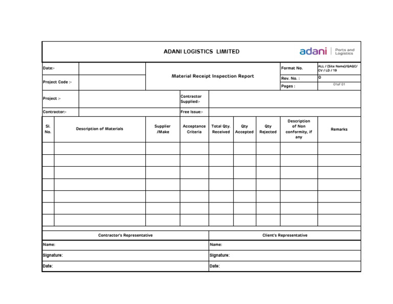 Material Receipt Inspection Report | PDF