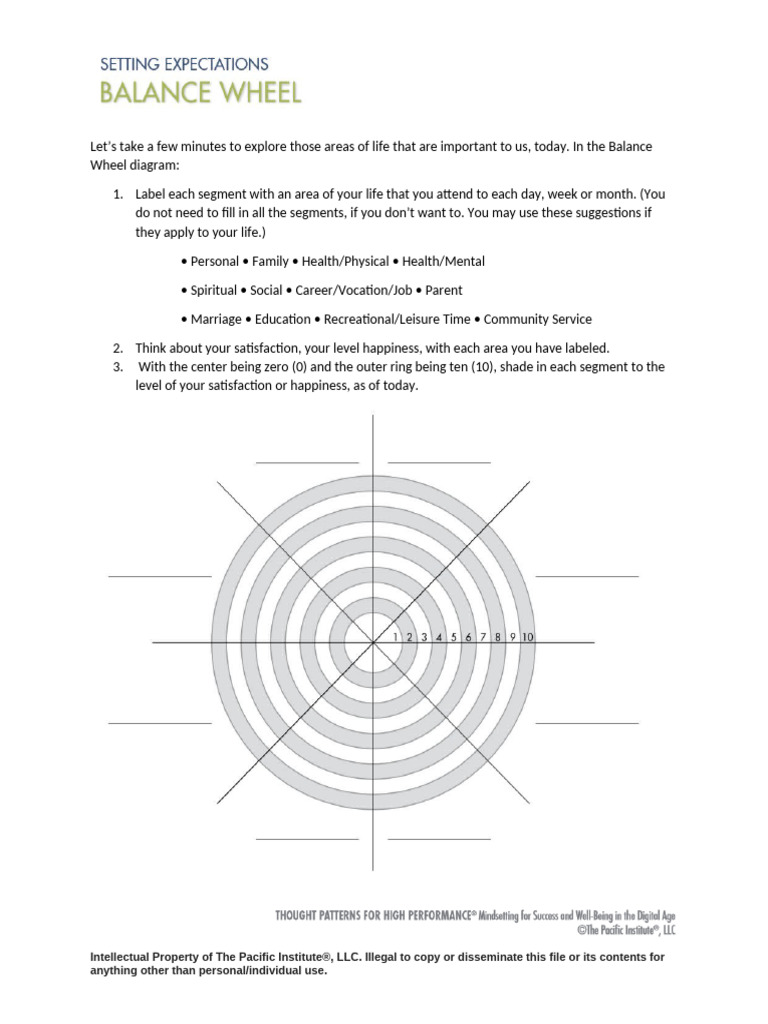 Setting Expectations Balance Wheel | PDF