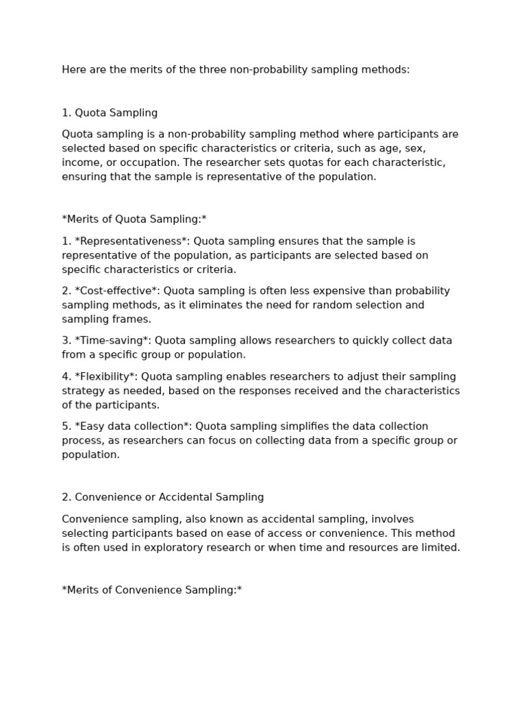 Non Probability Sampling Methods | PDF | Sampling (Statistics ...