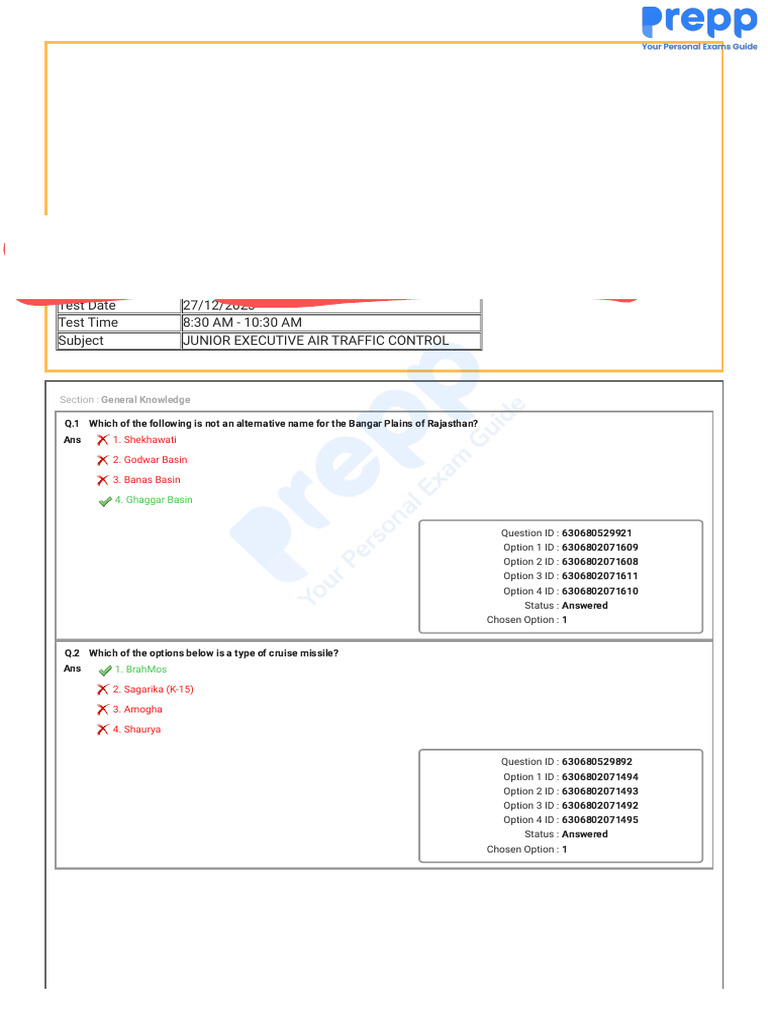 AAI ATC JE 2023 Question Paper & Answers | PDF