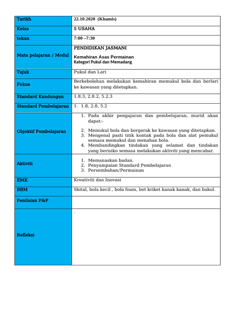 4. KHAMIS 22.10.20 PJ5U3T PK5U5J4T | PDF