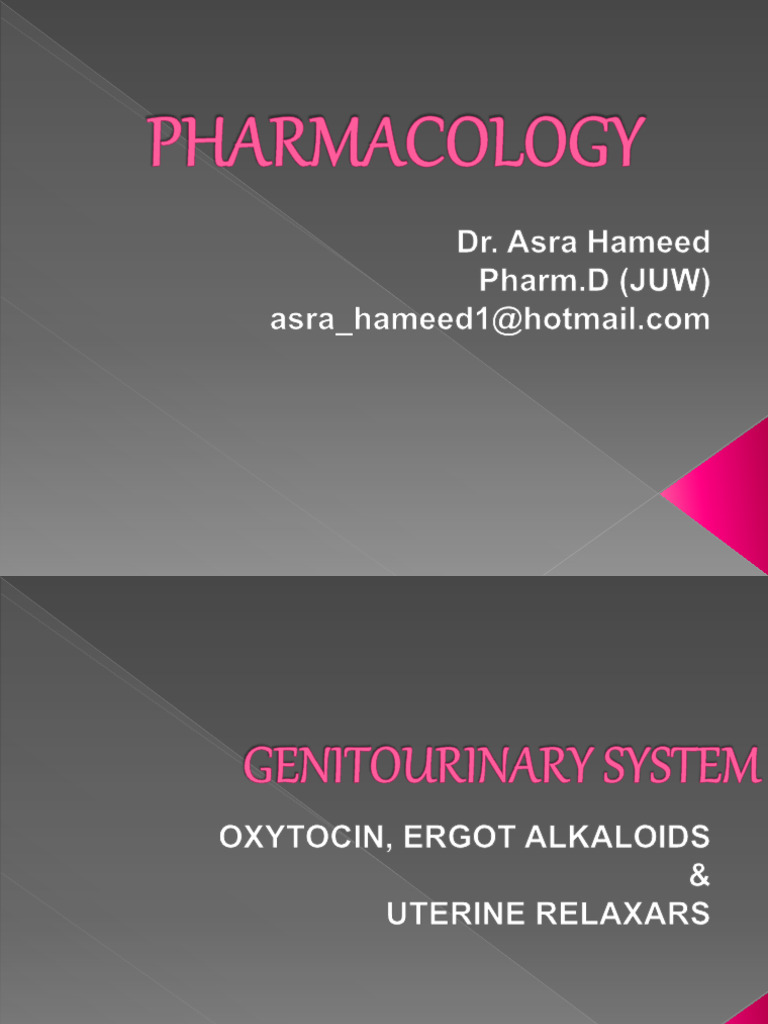 Genito Urinary System Pharmacology | PDF | Childbirth | Medical Specialties