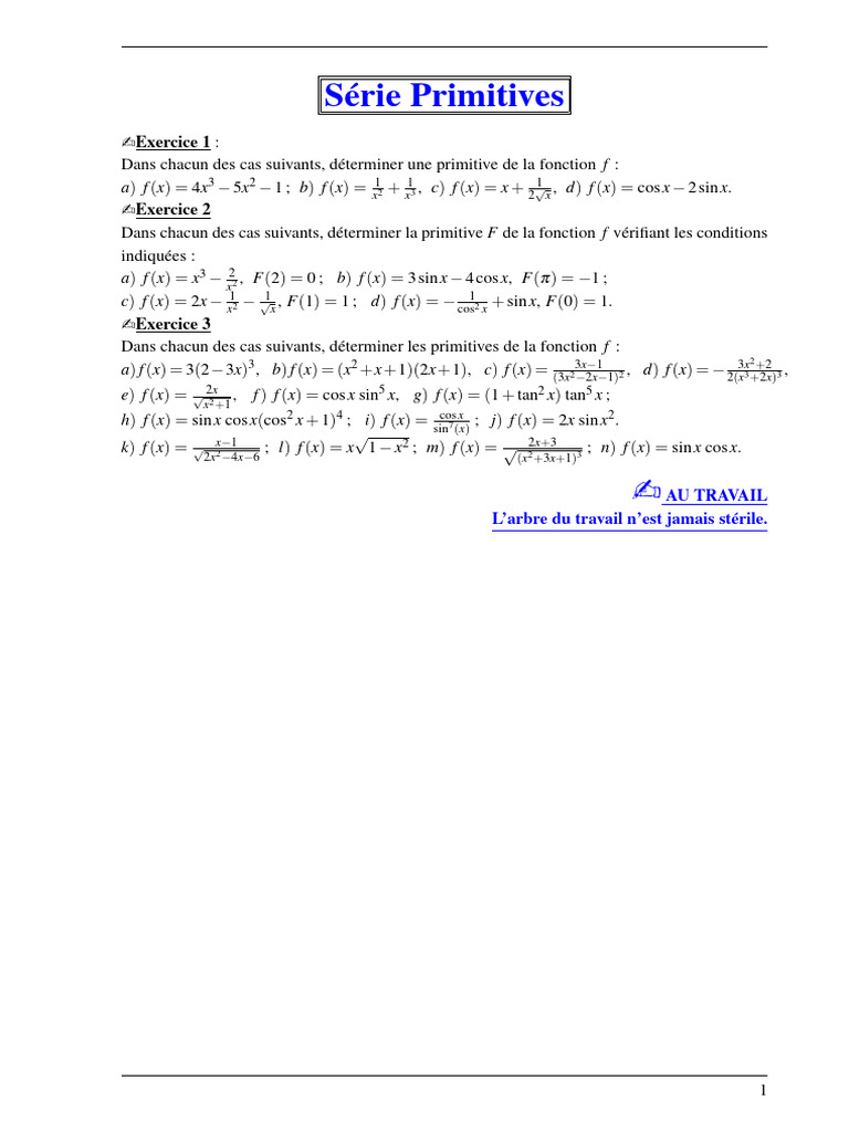Primitives de Fonctions Mathématiques | PDF
