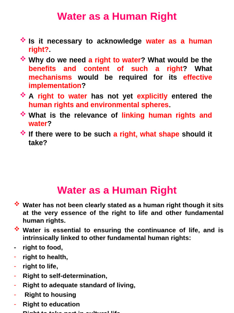 Water As Basic Human Right - Lec6 - 7 | PDF | Human Rights | Water
