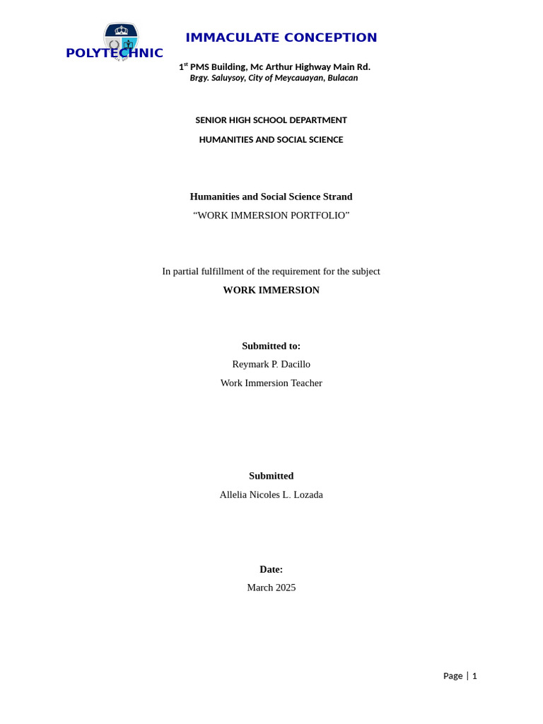 HUMSS PORTFOLIO CONTENT 2222 FFFFF | PDF | Mentorship | Social Media