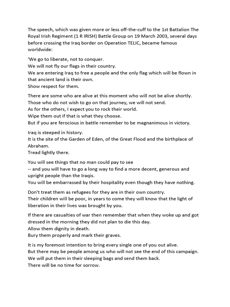 A Speech Tim Colonel | PDF | Military | Military Operations