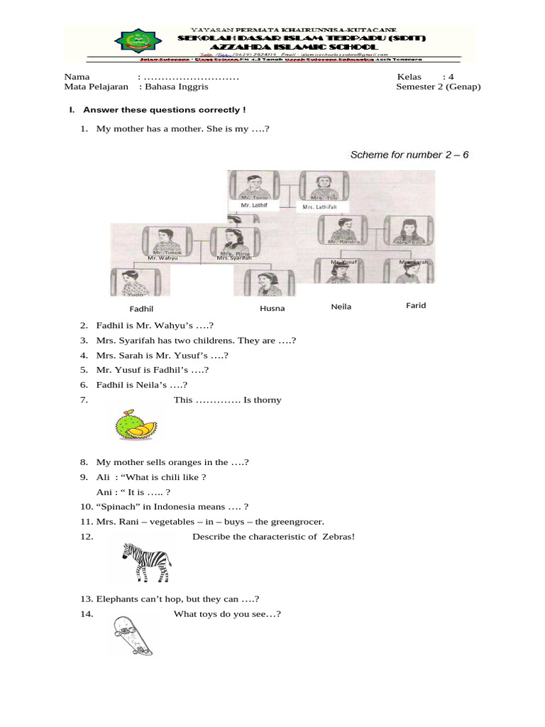 Soal Bing 4 s2 | PDF