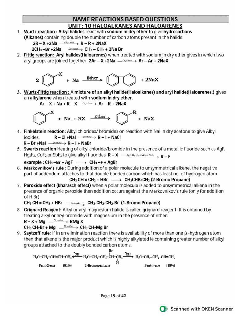 Name Reaction From Class 12 Chemistry | PDF