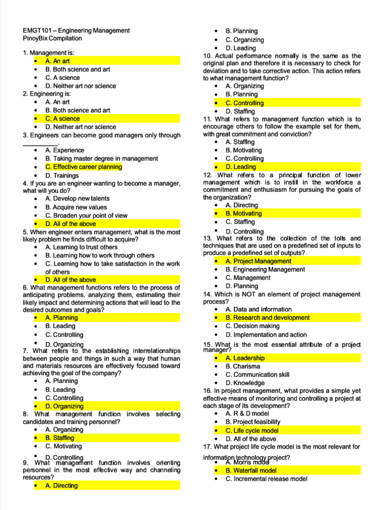 Engineering Management Pinoybix | PDF