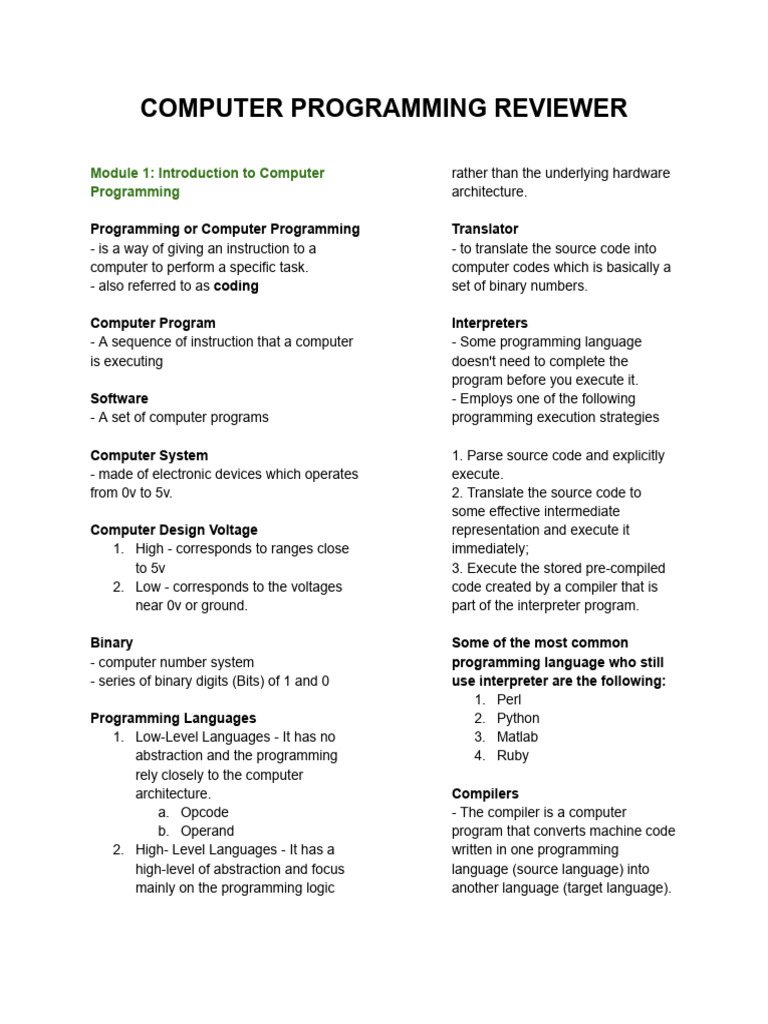 Computer Programming Basics Guide | PDF | Boolean Data Type | Control Flow