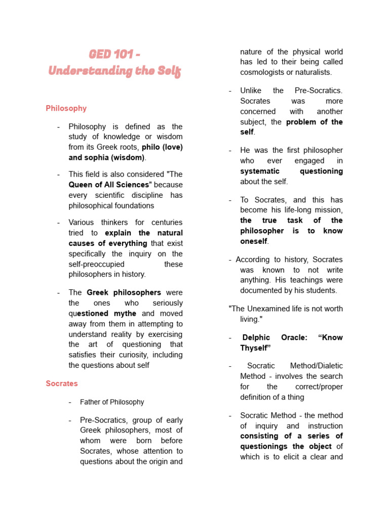 Philosophy of Self: Key Thinkers Explained | PDF | Philosophy Of Self ...