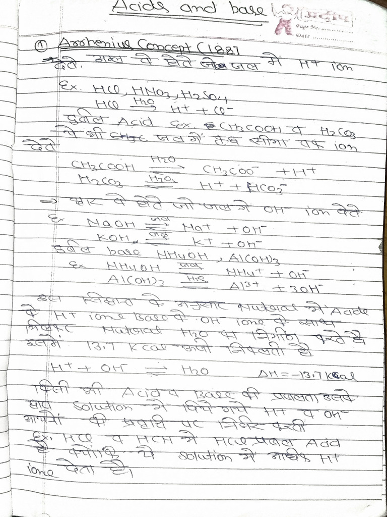 Arrhenius Theory of Acid and Base | PDF