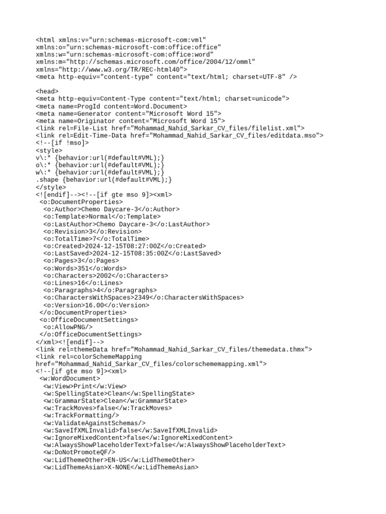 Mohammad Nahid Sarkar CV | PDF