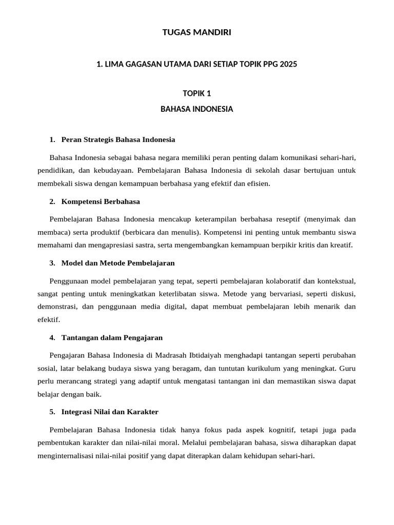 Gagasan Utama Topik 1 - 8 & Miskonsepsi | PDF