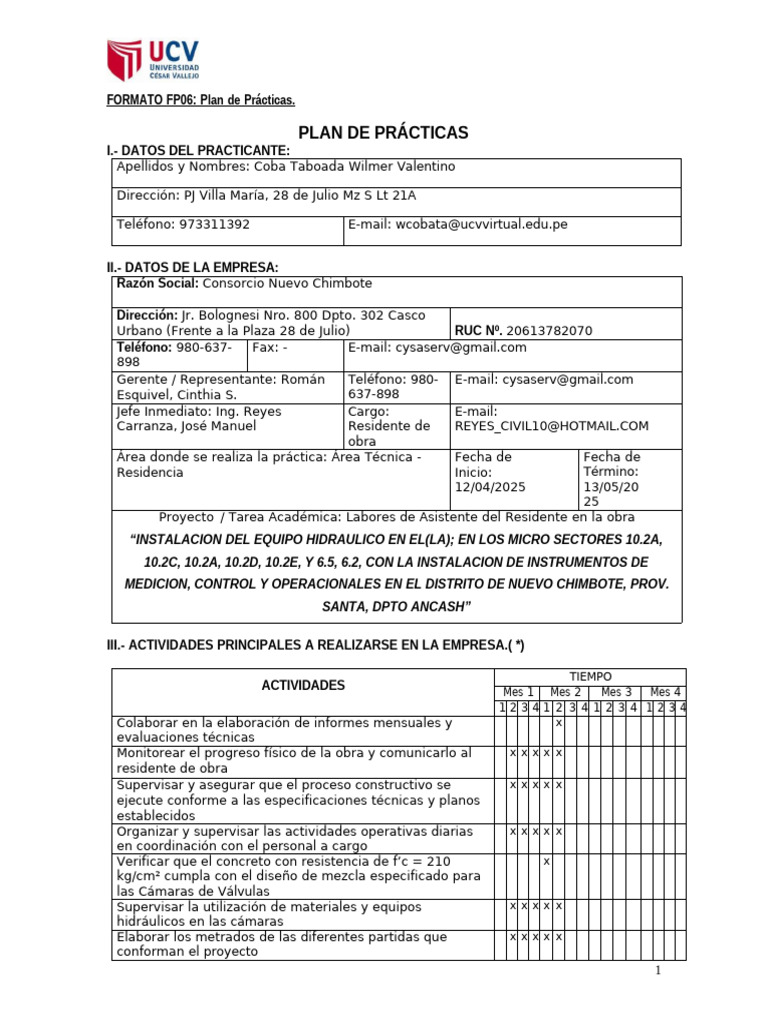 7 Formato Fp06 - Plan de Practicas (1) .Docx Final-1 | PDF | Informática