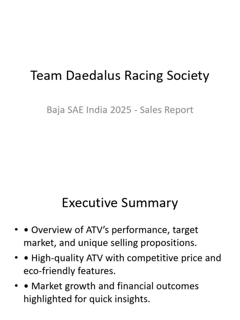 Team Daedalus Sales Report | PDF