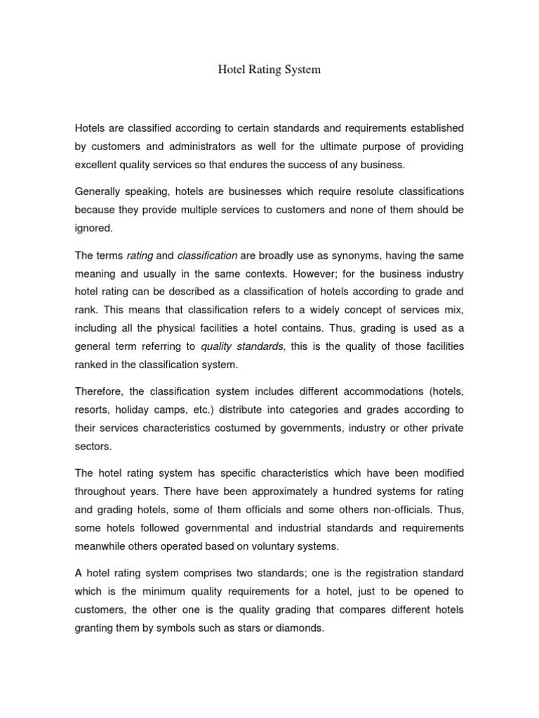 Hotel Rating System | PDF | Hotel | Hotel And Accommodation