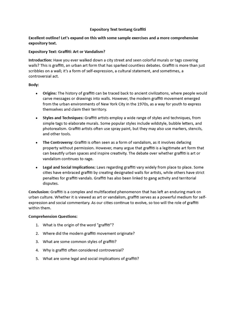 QUIZ Essay Kelas 10 Expository Text Tentang Graffiti | PDF | Graffiti
