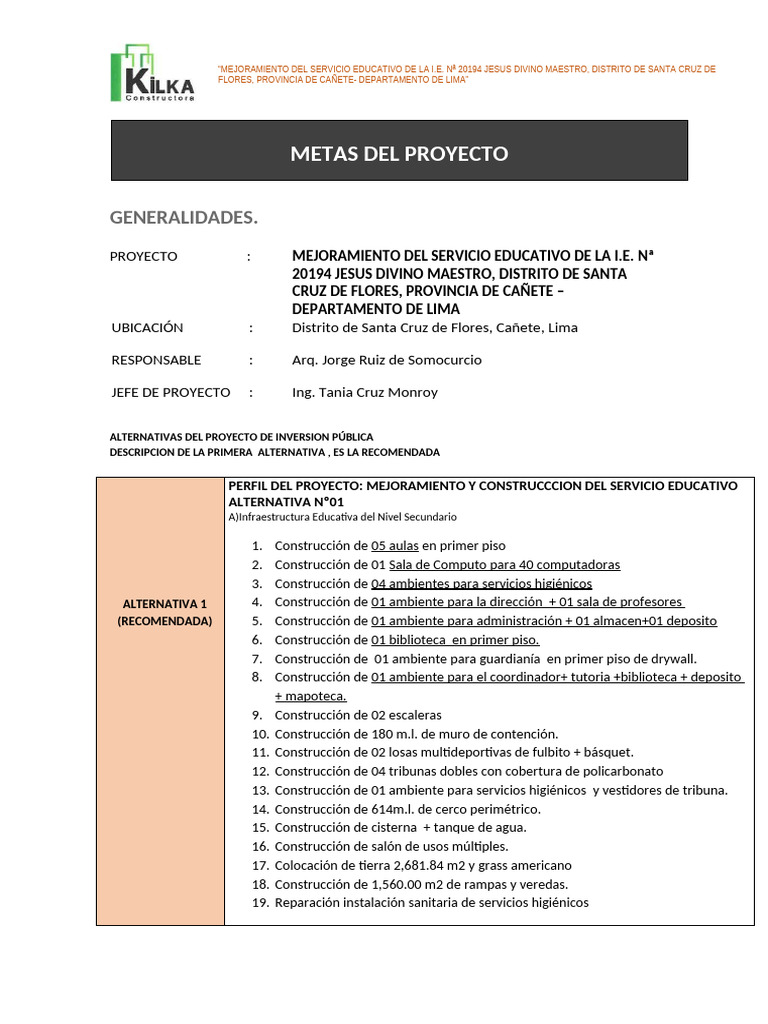 Metas del Proyecto y Perfil | PDF | Educación primaria | Laboratorios