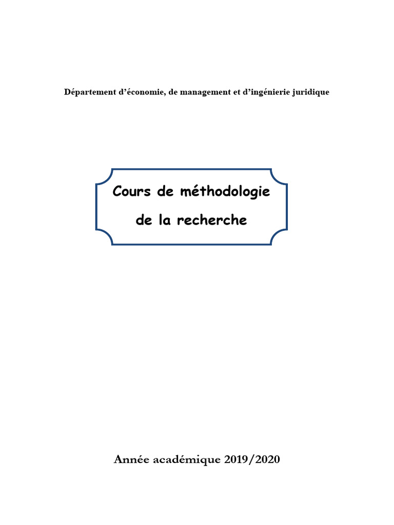 Cours de méthodologie de recherche | PDF | Guillemet | Doctorat