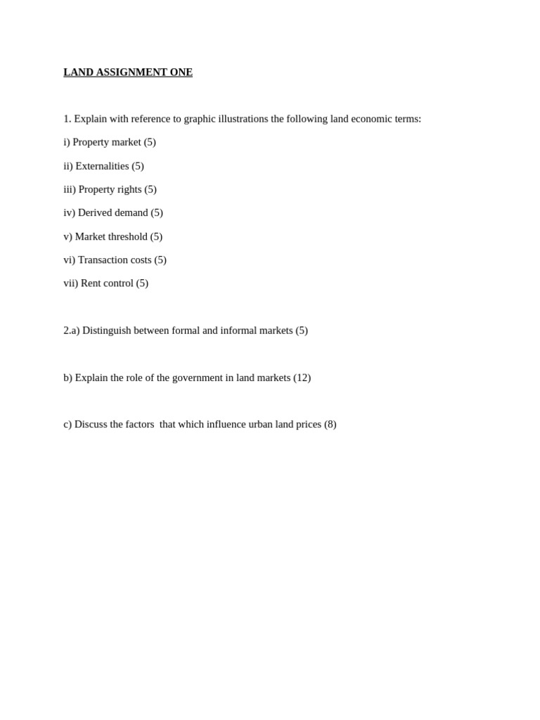 Land Economics, Ralph Assignment April 25 2025 | PDF | Market ...