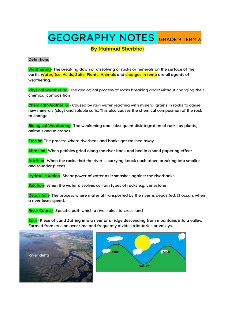 Geography Term 3 Grade 9 | PDF | Weathering | Erosion