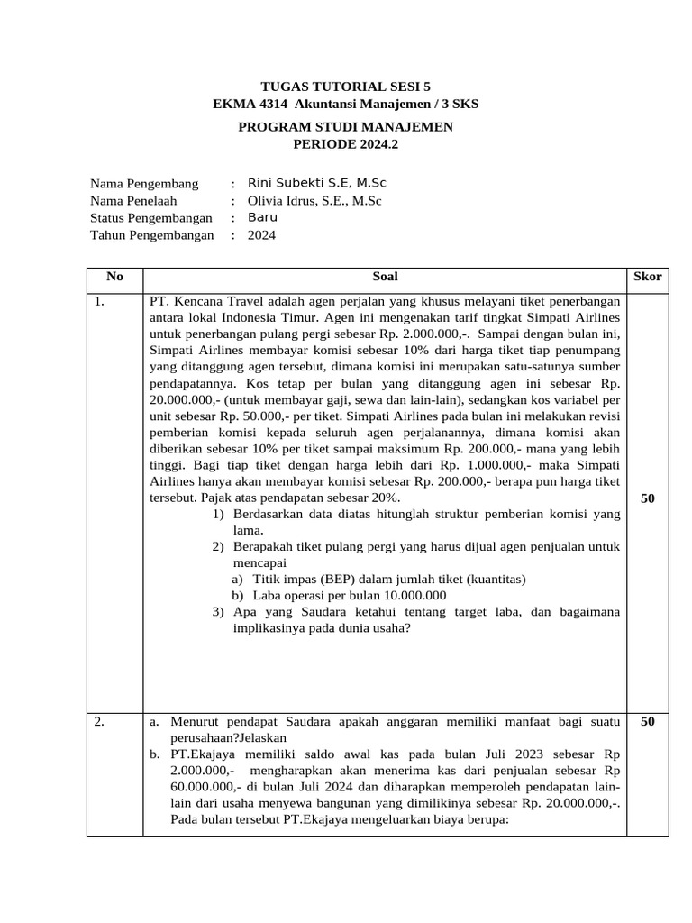 Jawaban Tugas 2 Akuntansi Manajemen | PDF