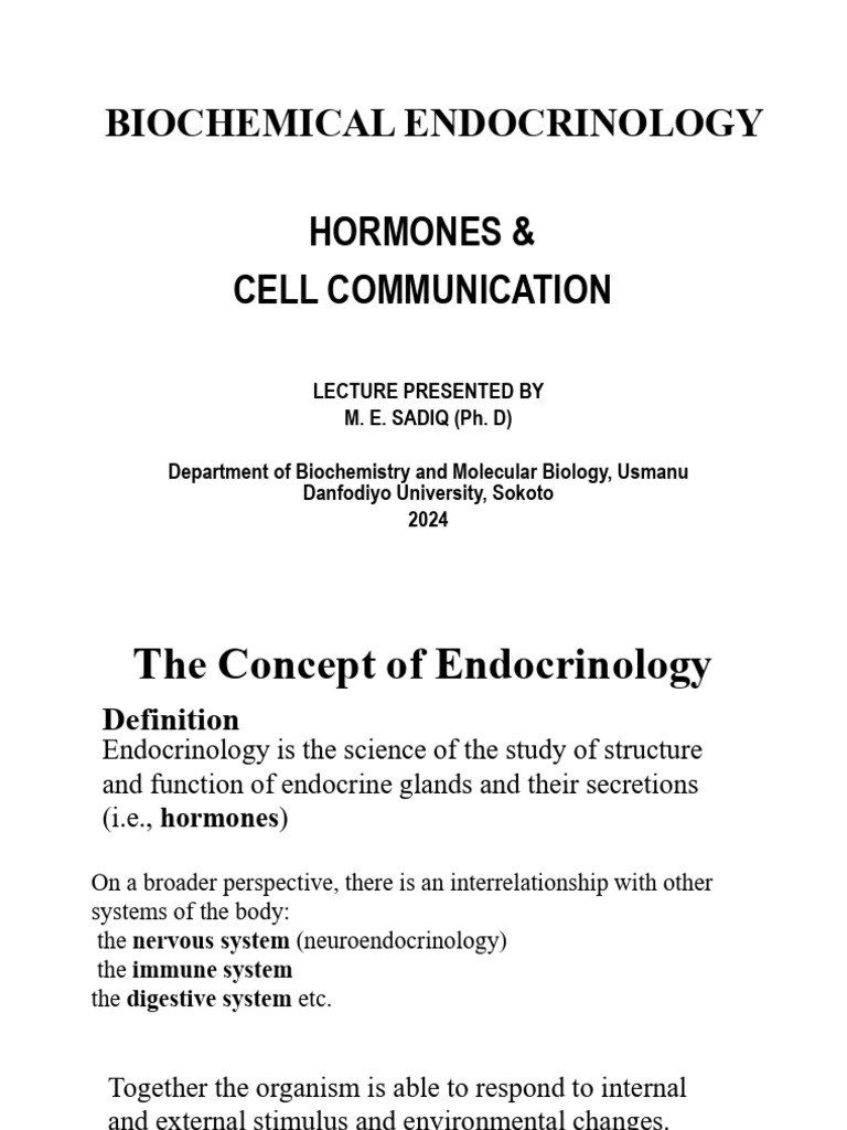 Endocrinology Lecture Slides - 2024 | PDF | Protein Kinase B | Adrenal Gland