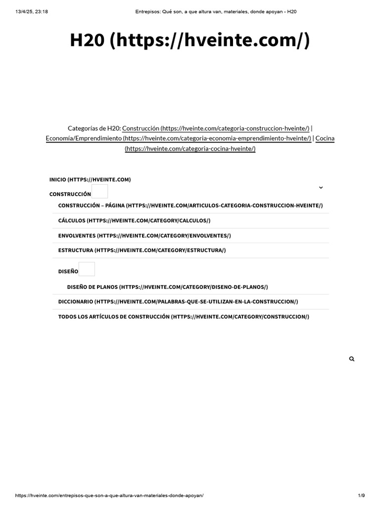 Entrepisos_ Qué son, a que altura van, materiales, donde apoyan - H20 | PDF | Hormigón | Columna