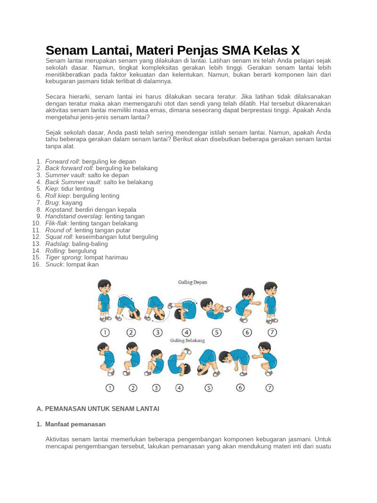 Gerakan Senam Lantai untuk SMA Kelas X | PDF