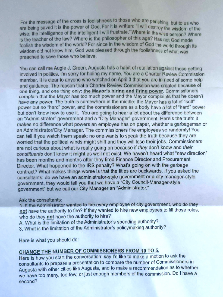 Charter Anonymous Letter | PDF