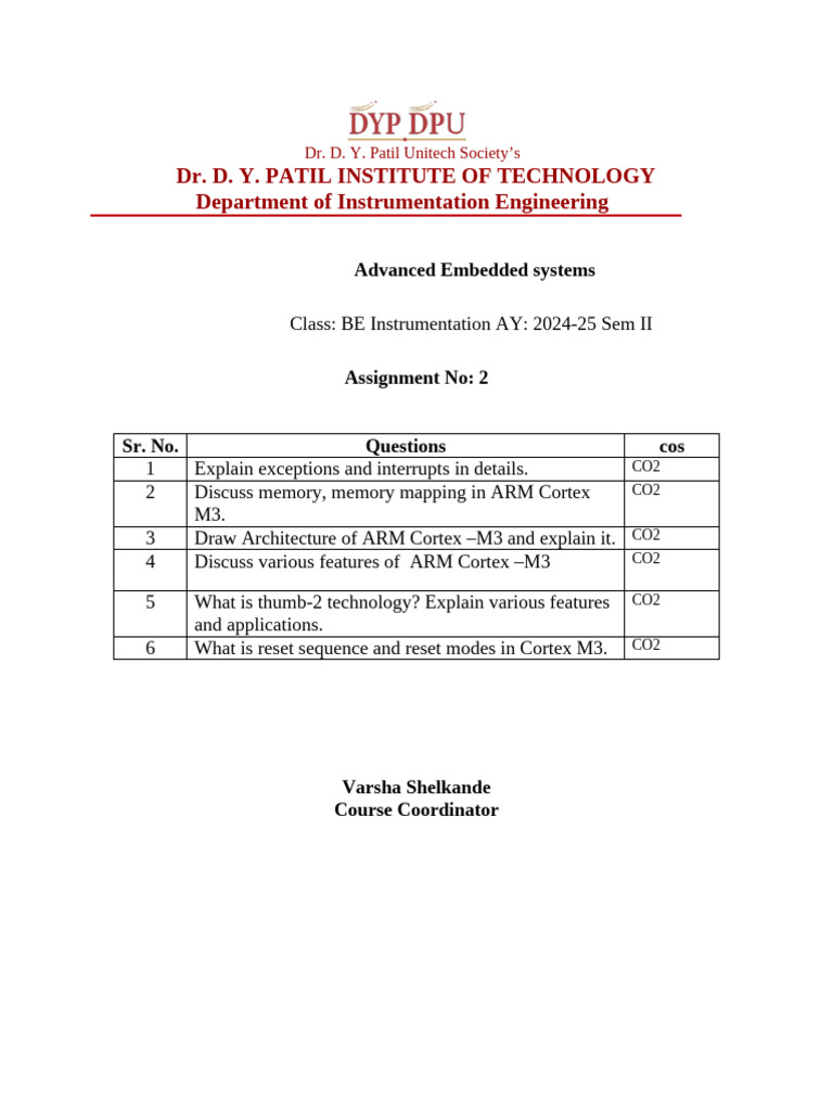 Assignment 2 of Adv Emb | PDF