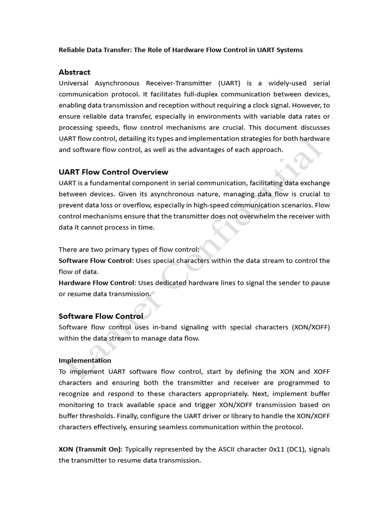 Hardware Flow Control in UART Systems Whitepaper | PDF | Computer Data | Electronics