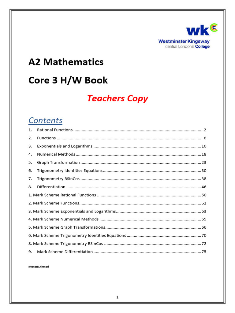 C3 HW Booklet Teachers | PDF | Dose (Biochemistry) | Chemistry