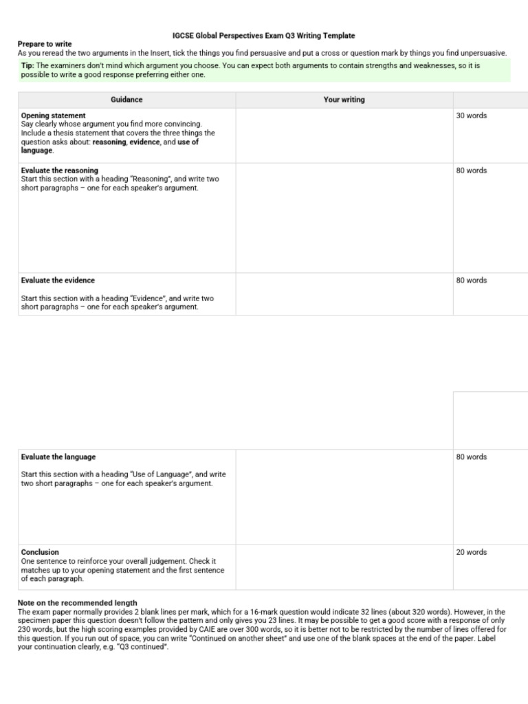 Q3 Writing Template (2025 Update) | PDF | Argument | Question