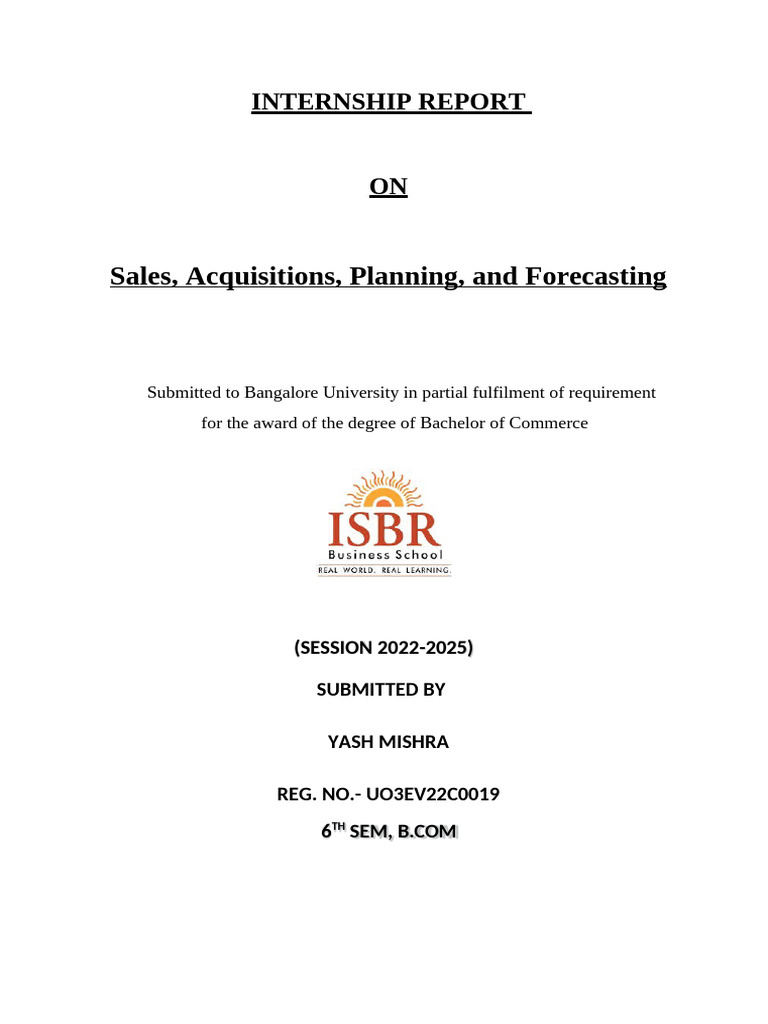 INTERNSHIP REPORT-Yash Mishra-Bcom | PDF | Customer Relationship Management | Marketing