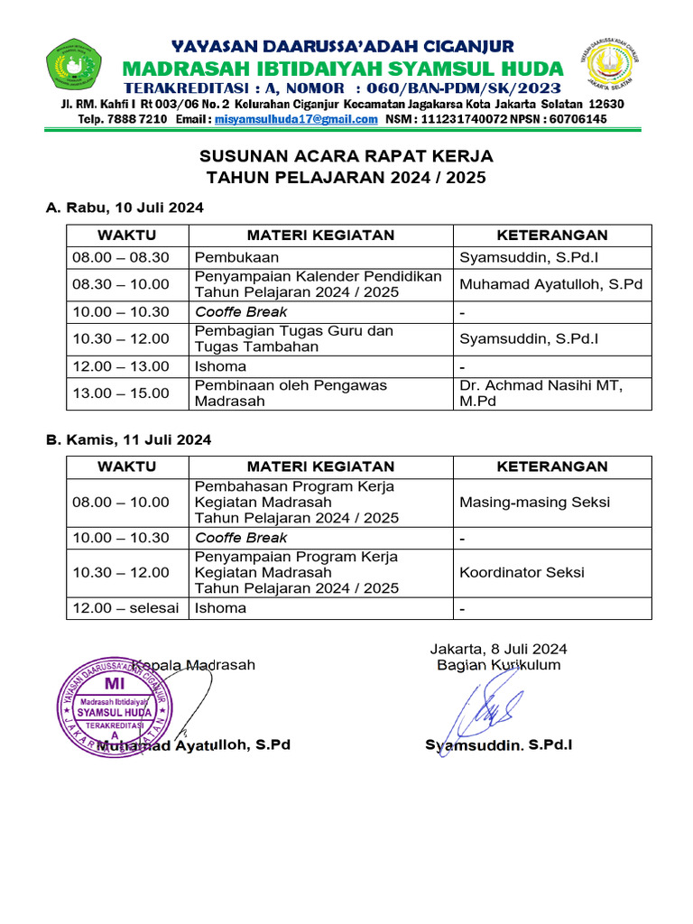 Susunan Acara Raker | PDF