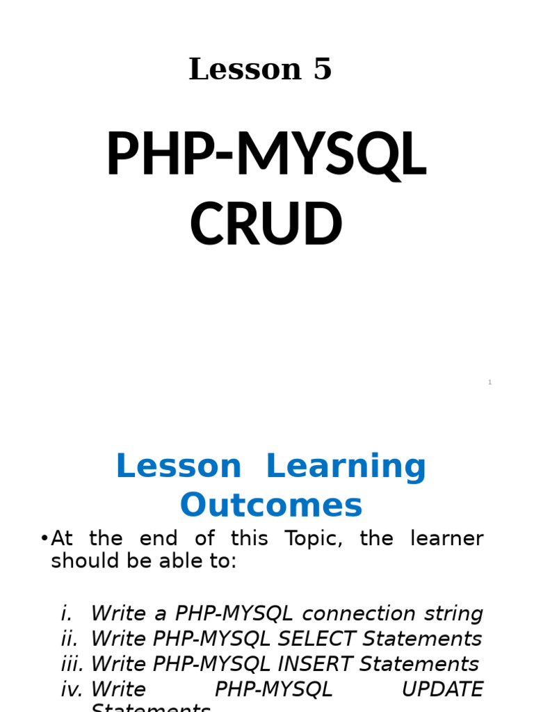 Lesson 6 Php Mysql Crud Pdf Databases Data Management
