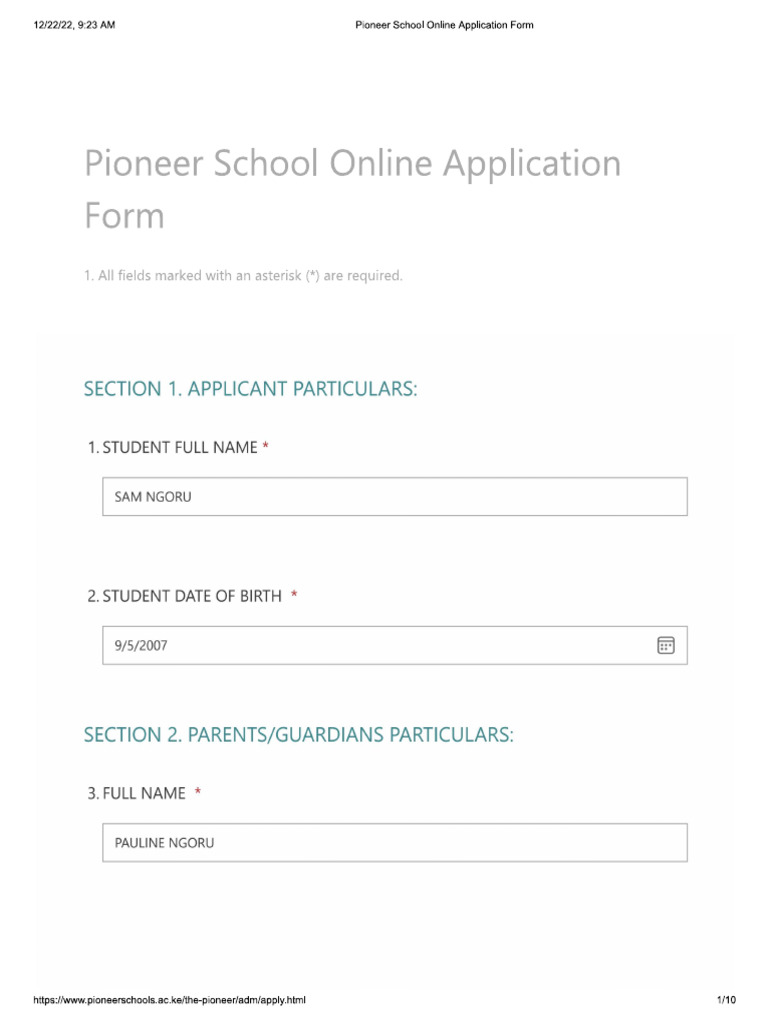 Sam Pioneer Application | PDF