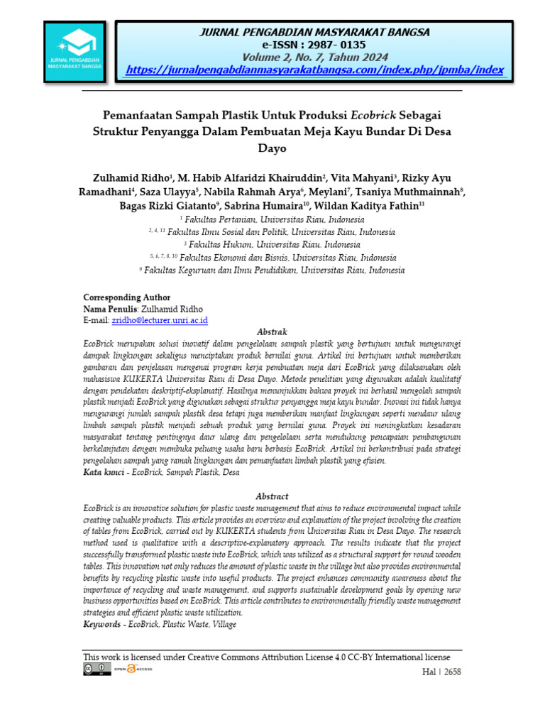 Pemanfaatan Sampah Plastik Untuk Produksi Ecobrick | PDF