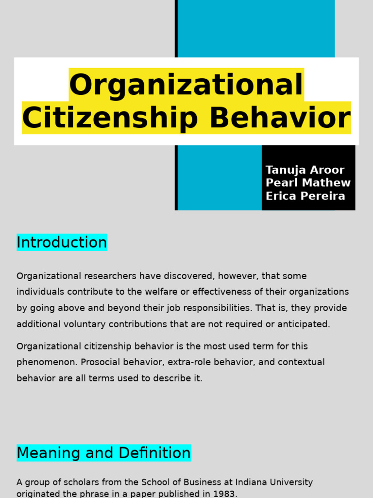 Understanding Organizational Citizenship Behavior | PDF | Psychology ...