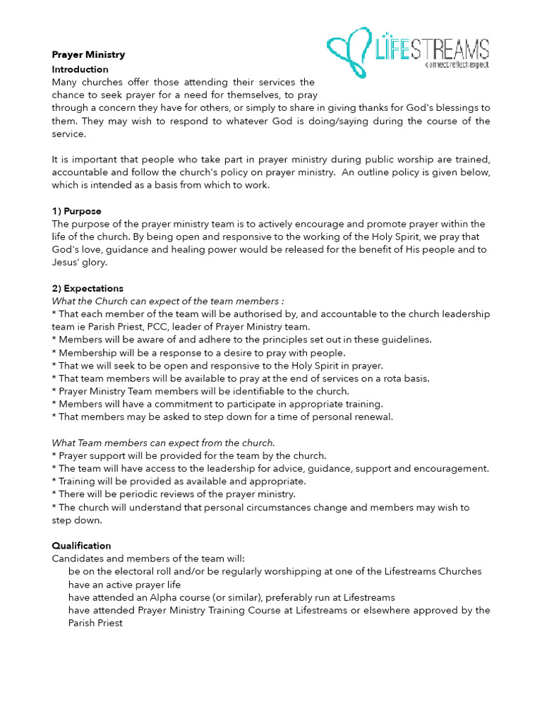 Prayer Ministry Team Guidelines | PDF
