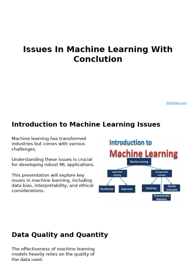 Issues in Machine Learning With Conclution | PDF | Machine Learning | Data