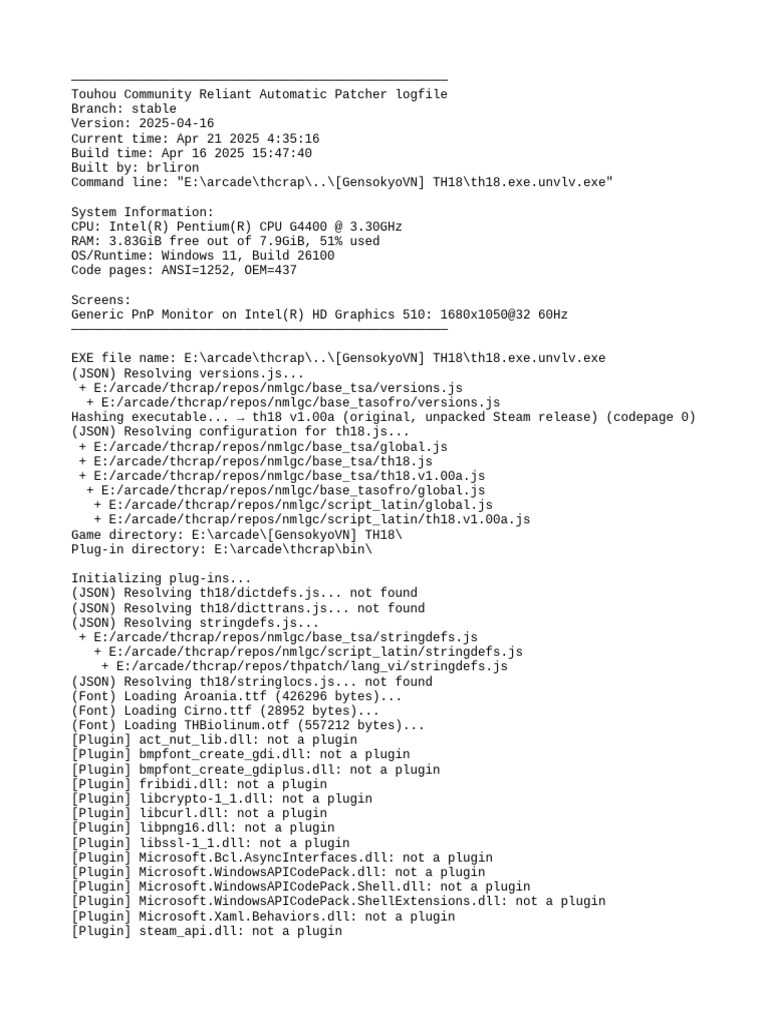 Thcrap Log | PDF | Mp3 | Computing