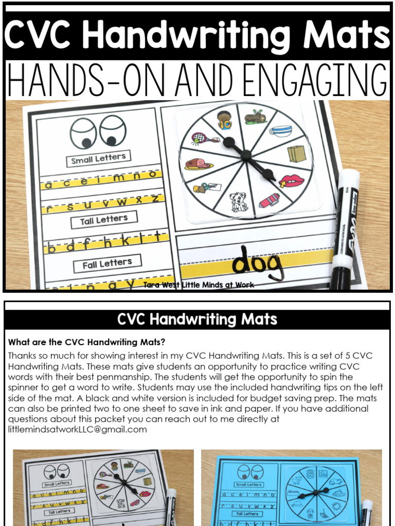 CVC Handwriting Mats Freebie | PDF | Writing | Decorative Arts