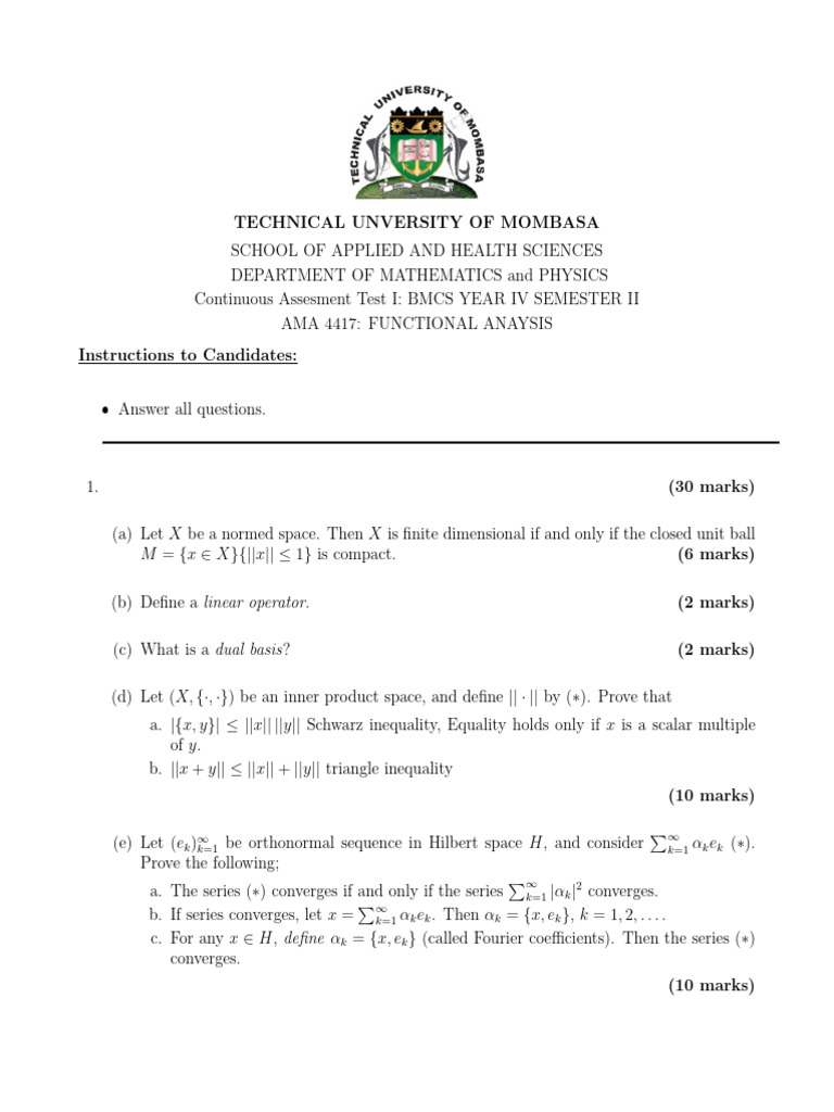 AMA 4417 CAT I Functional Analysis | PDF